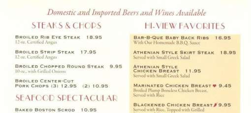 Menu for Hi-View Restaurant in Villa Park, IL | Sirved