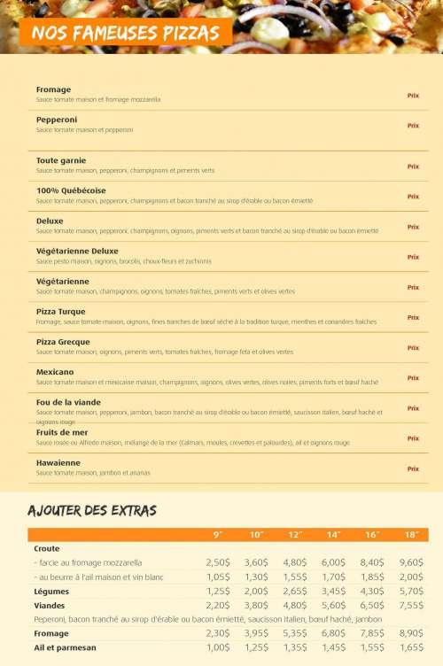 Ada Pizza menu in Granby, Quebec, Canada