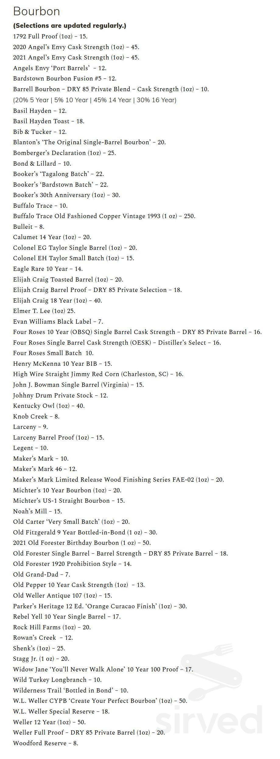 DRY 85 menu in Annapolis, Maryland, USA