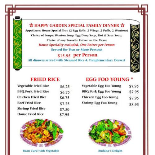 Happy Garden II menu in Excelsior, Minnesota, USA