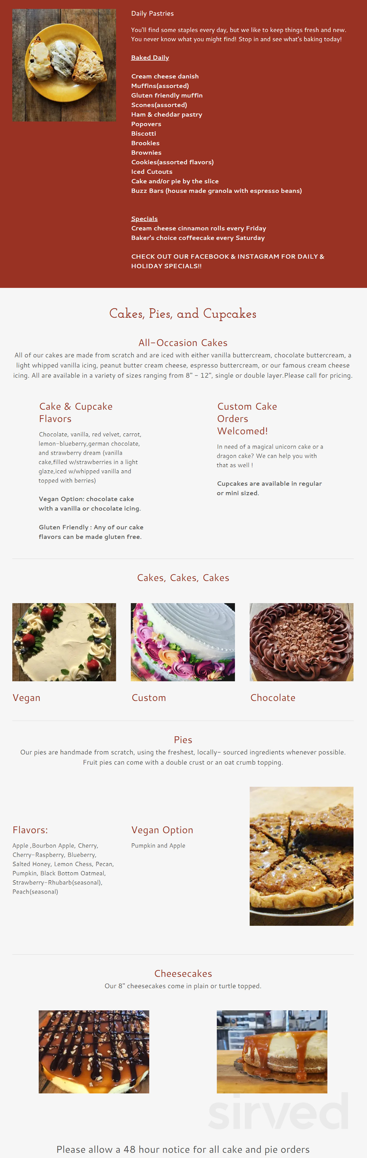 Blackbird Bakery menu in Mansfield, Ohio, USA