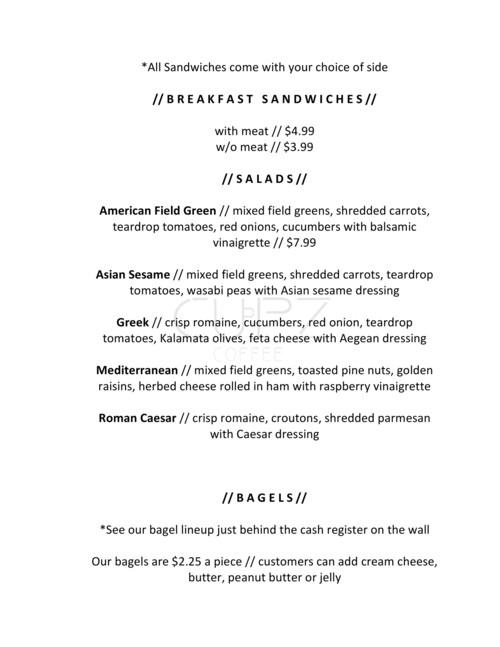 Cafetal Coffee menu in Tempe, Arizona, USA
