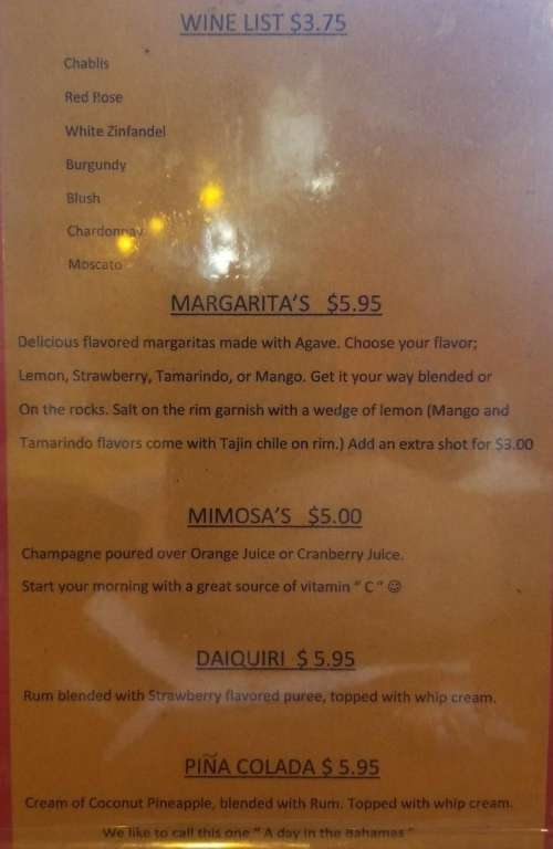 Taco Joe's Mexican Restaurant menu in Rialto, California, USA