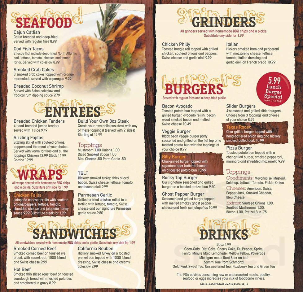 Rocky Top Beer BBQ menu in Jackson, Michigan, USA