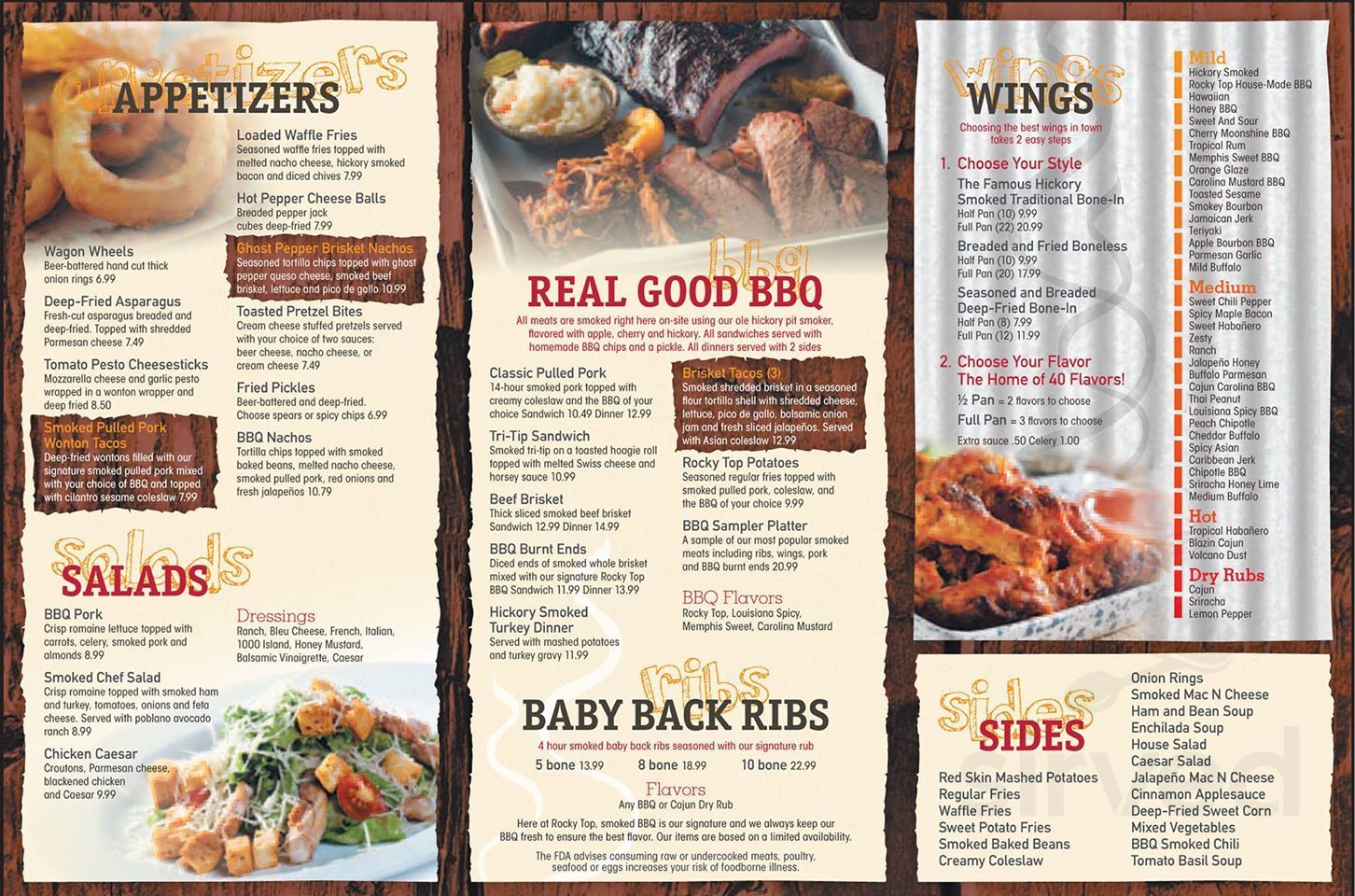 Rocky Top Beer BBQ menu in Jackson, Michigan, USA