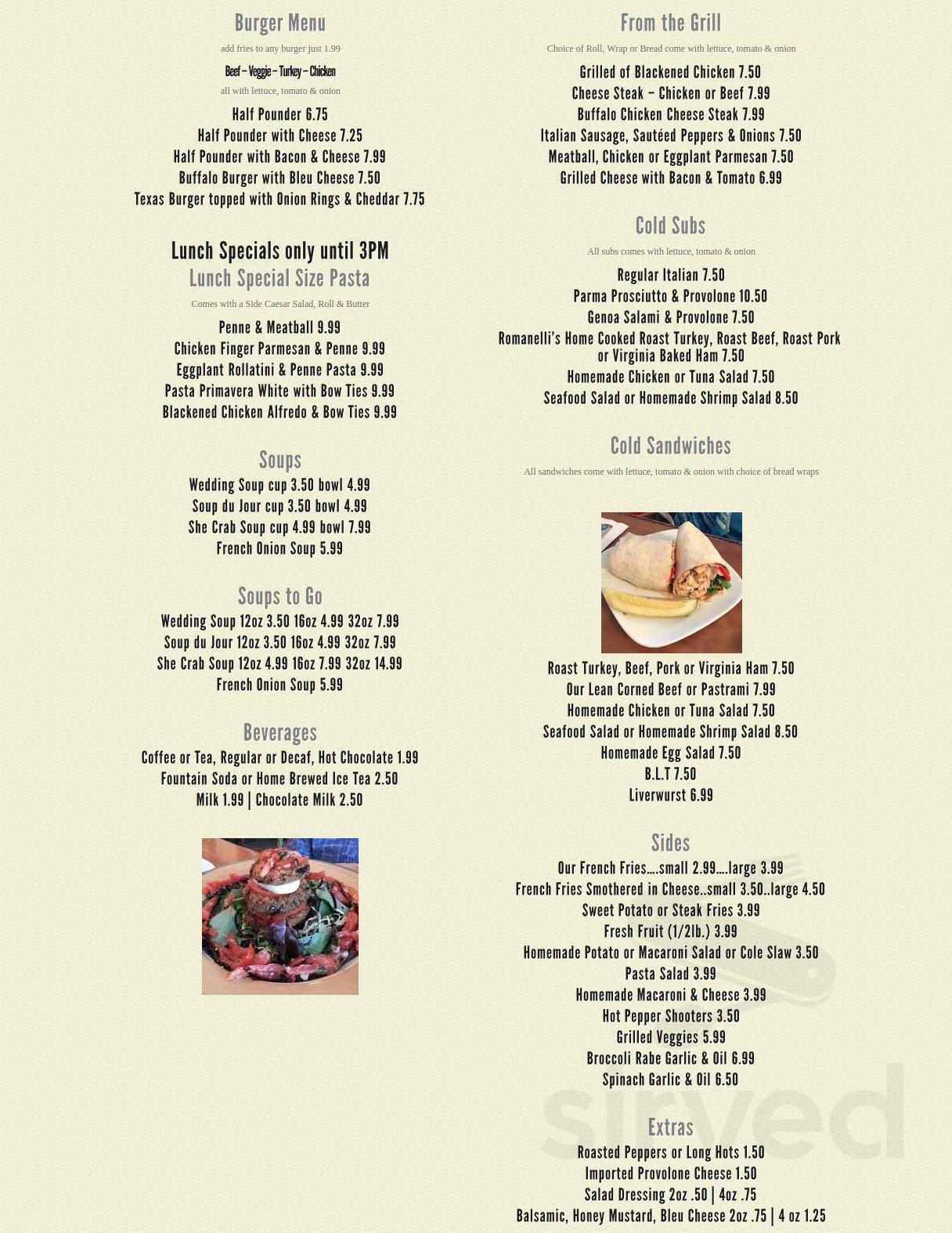 Romanelli's On the Greene menu in Linwood, New Jersey, USA