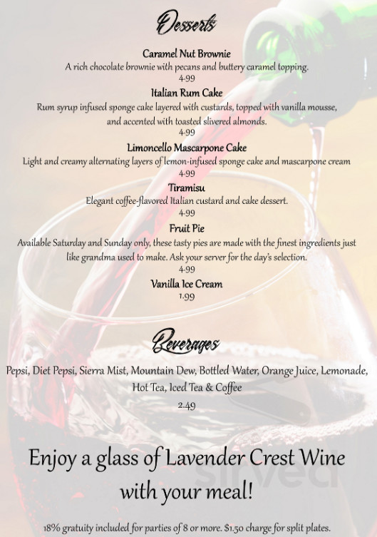 Lavender Crest Winery menu in Colona, Illinois, USA