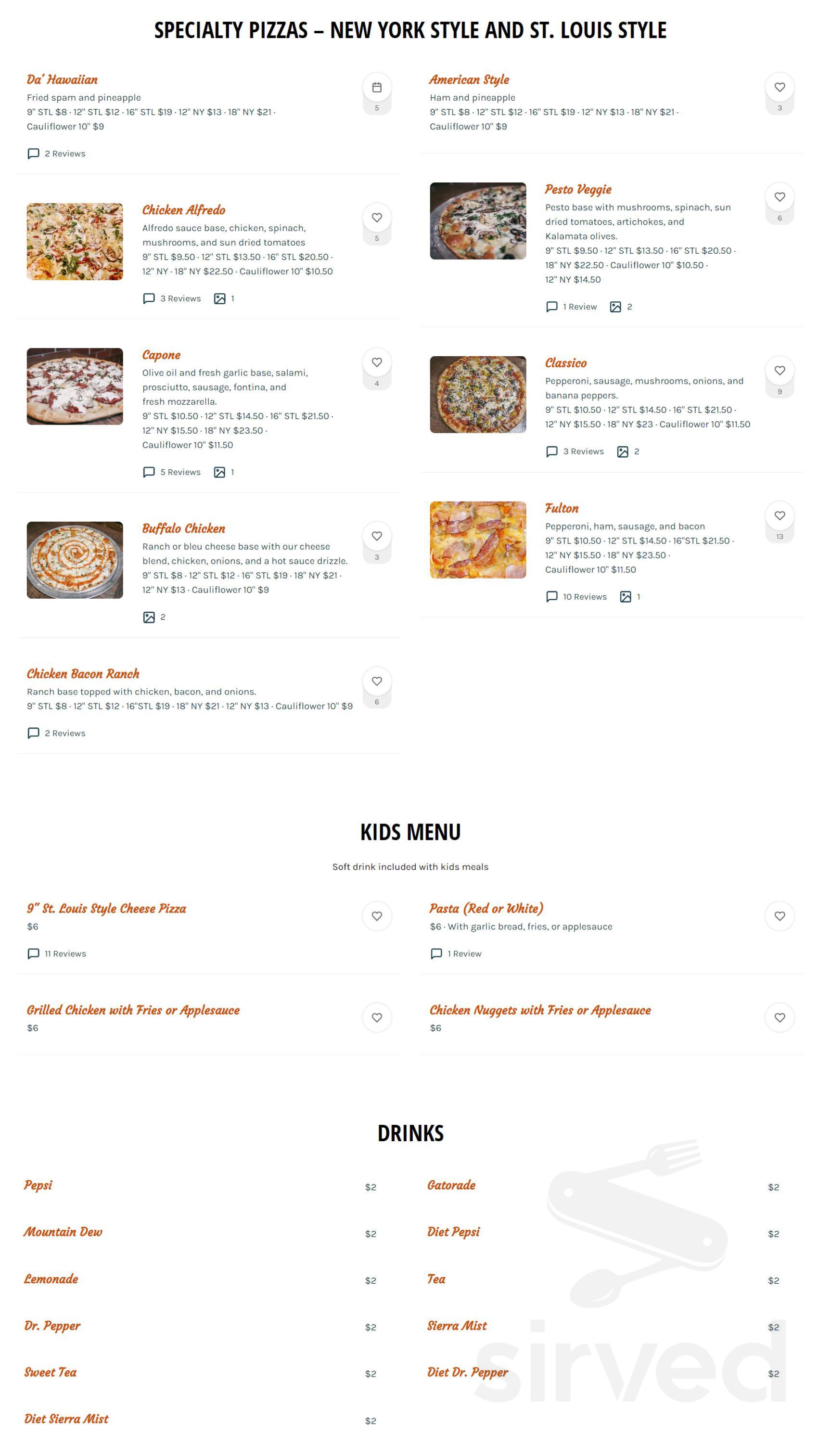 Ohana Pizzeria menu in Fulton, Missouri, USA