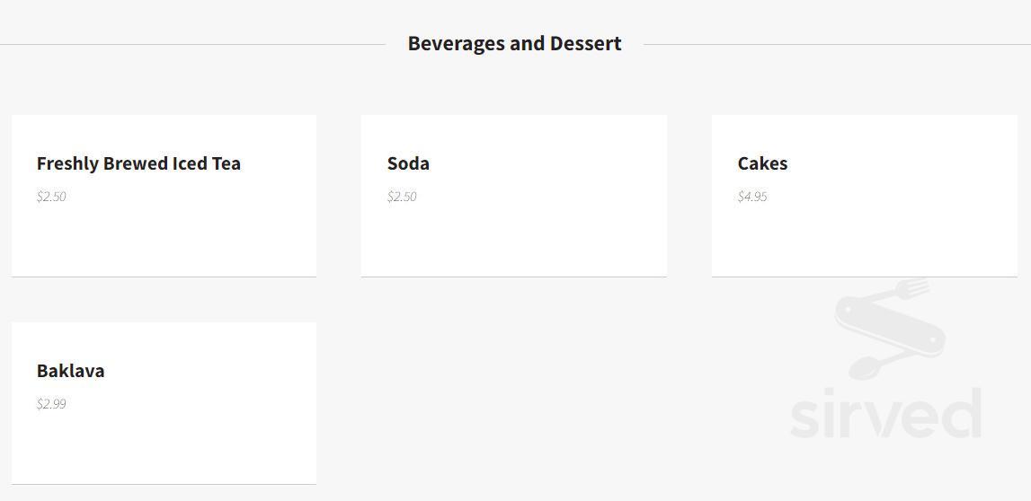 Sesame Mediterranean Kitchen menu in Wichita, Kansas, USA