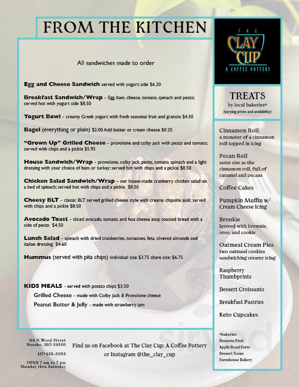 The Clay Cup - A Coffee Pottery menu in Neosho, Missouri, USA