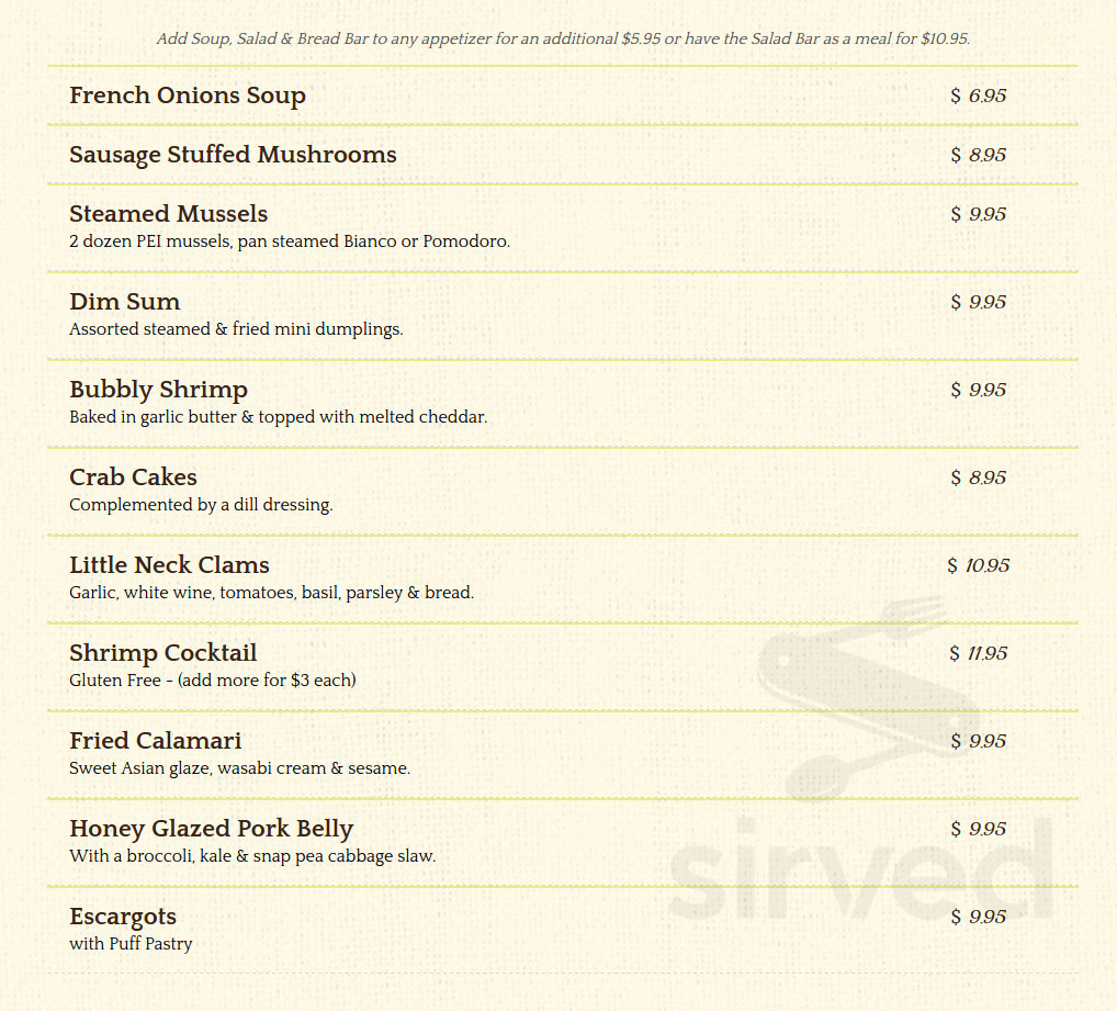 Butcher Block menu in Plattsburgh, New York, USA