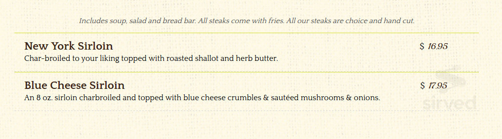 Butcher Block menu in Plattsburgh, New York, USA