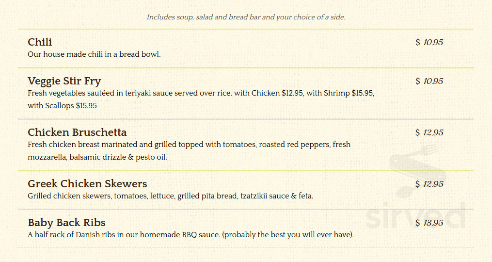 Butcher Block menu in Plattsburgh, New York, USA