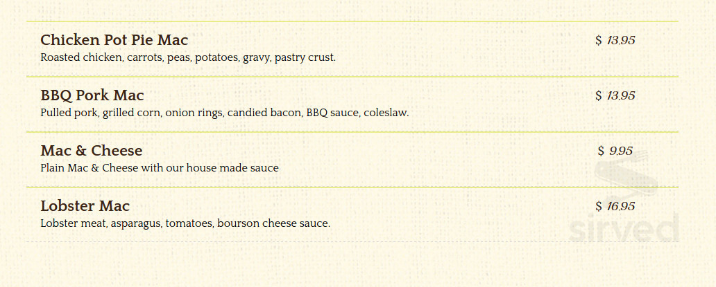 Butcher Block menu in Plattsburgh, New York, USA