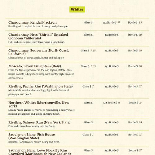 Butcher Block menu in Plattsburgh, New York, USA