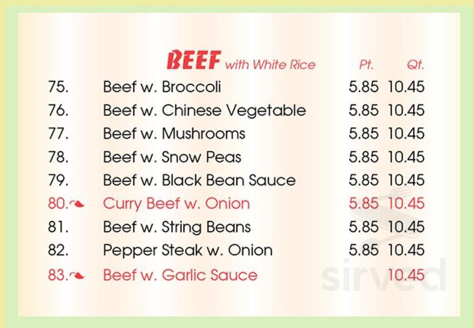 Menu - Jackson Township NJ's Shing Loon | Sirved