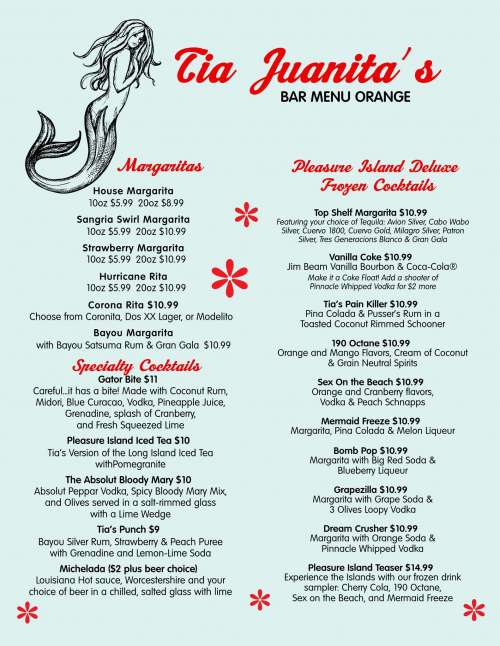 Tia Juanita's Fish Camp menu in Orange, Texas, USA