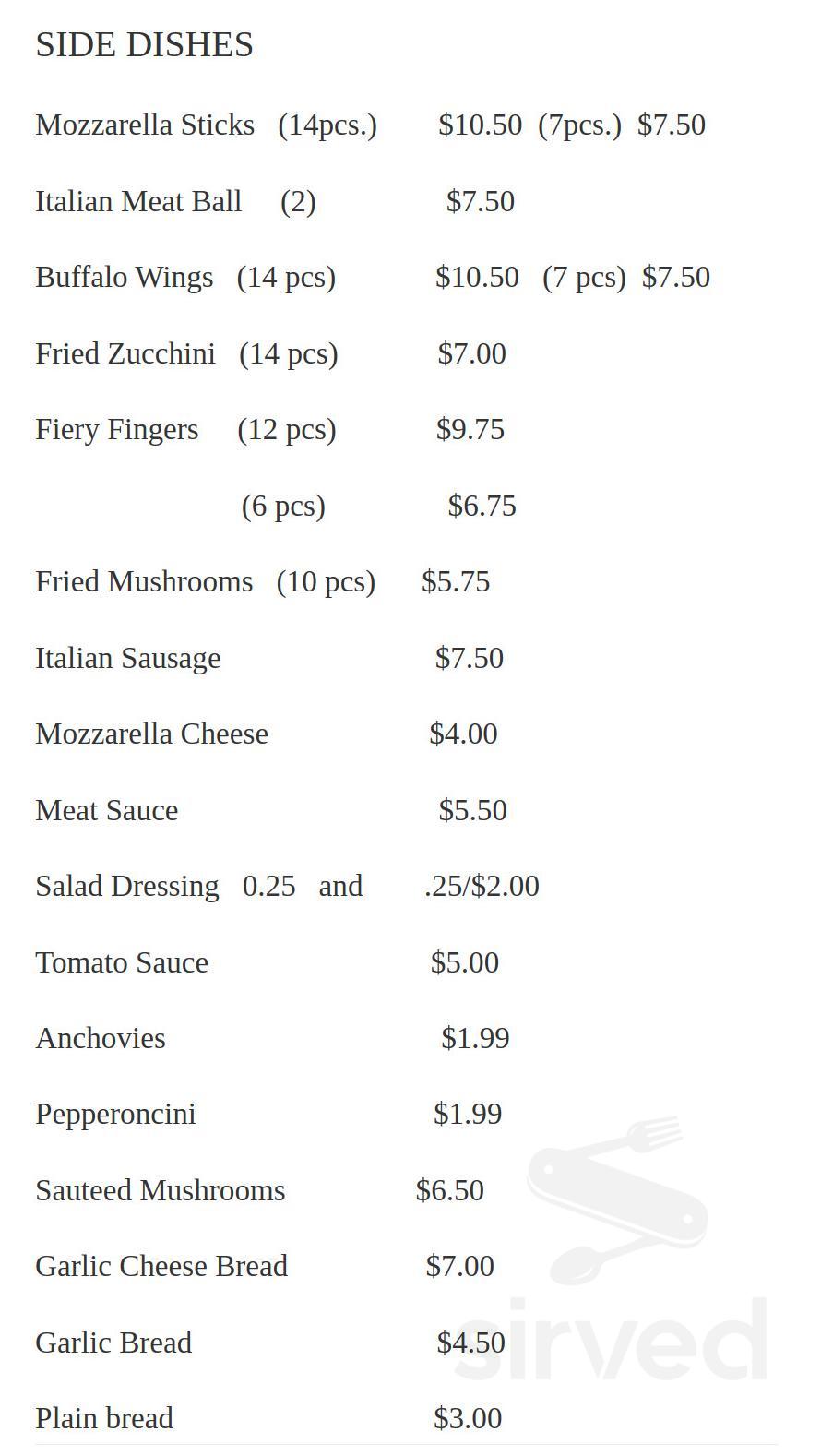 Dino's Italian Restaurant menu in Westminster, California, USA