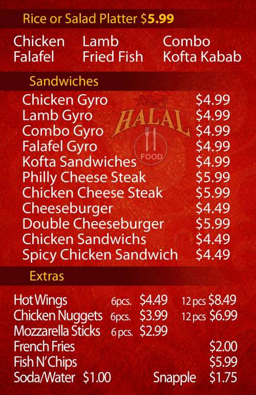 Naz's Halal Food-Denton menu in Denton, Maryland, USA