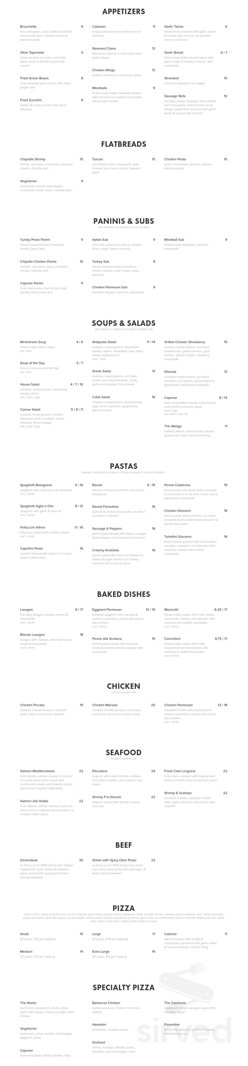Alza Osteria menu in Brea, California, USA