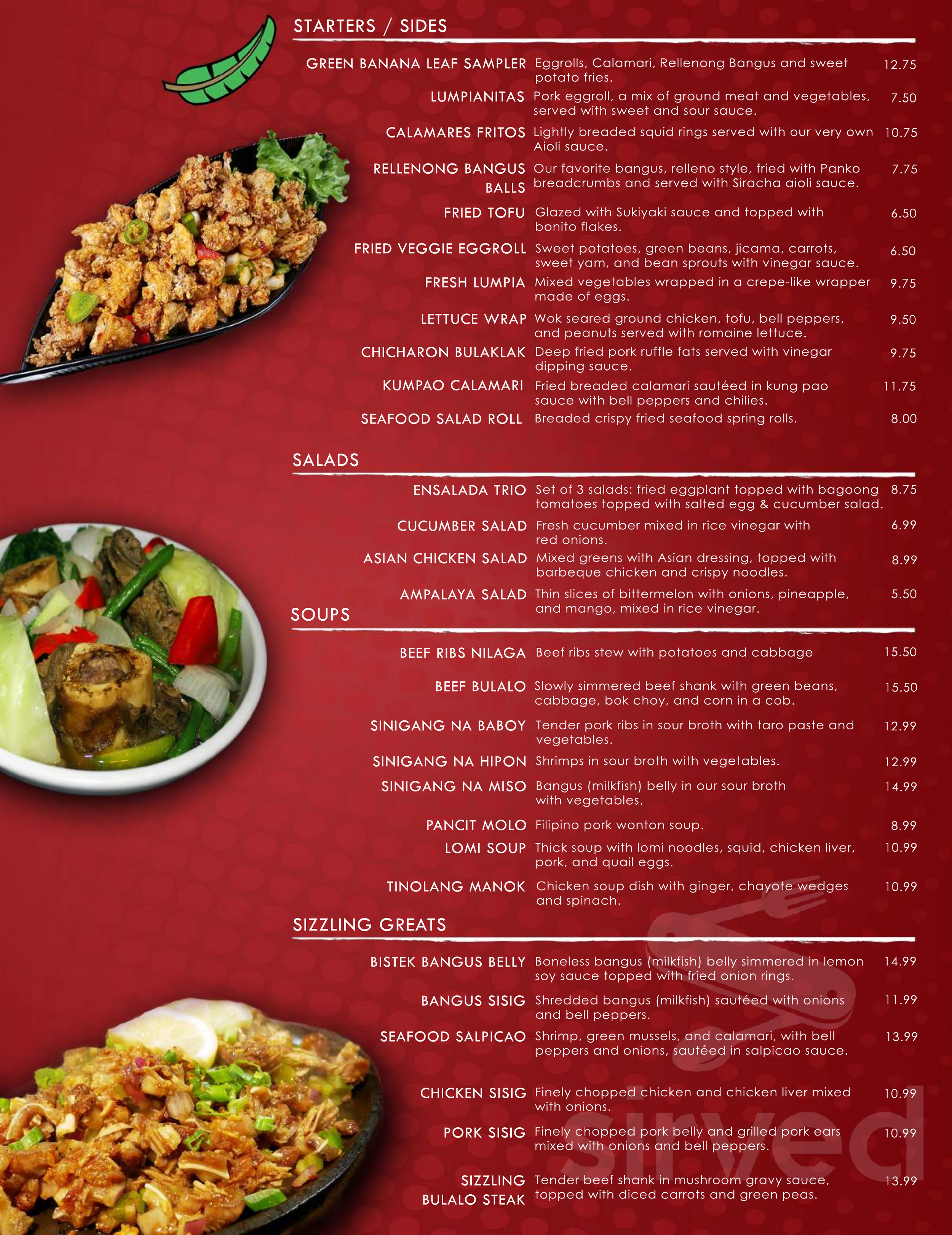 Green Banana Leaf South St Menus In Artesia California United States