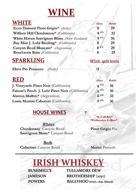 The Stone Tavern menu in West Chester, Pennsylvania, USA