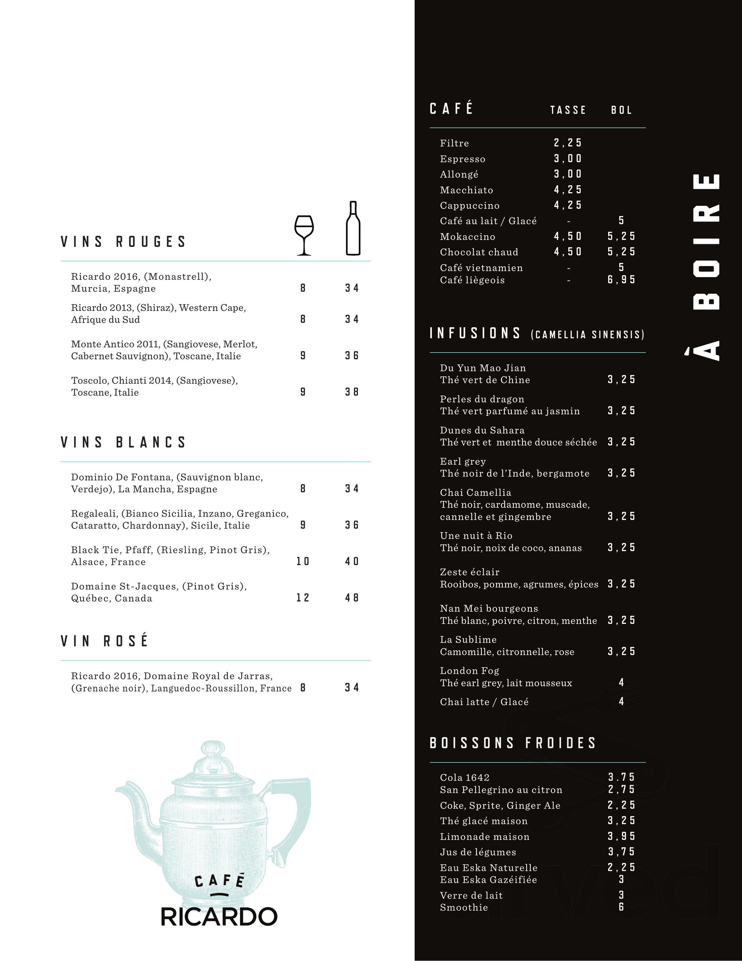 Café RICARDO menu in Saint-Lambert, Quebec J4R 2T5, Canada