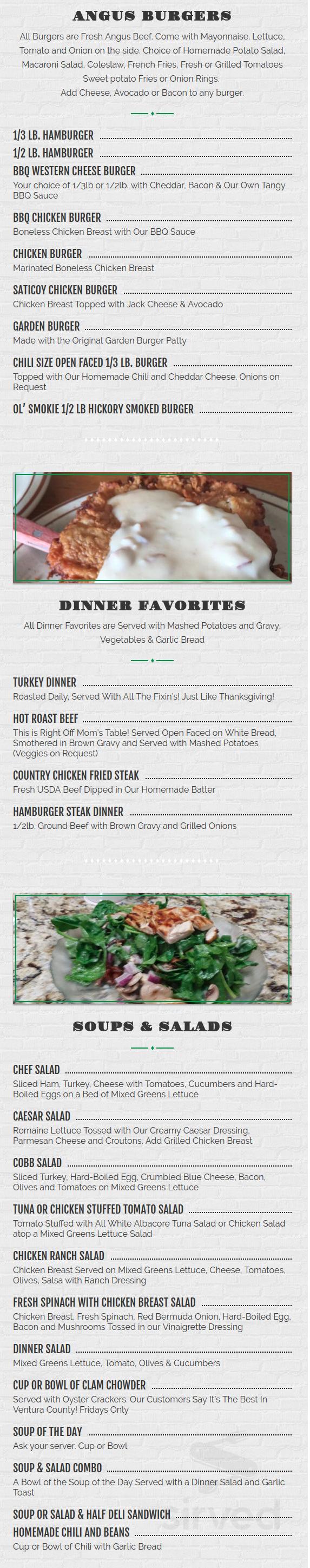 Cafe 126 menu in Ventura, California, USA