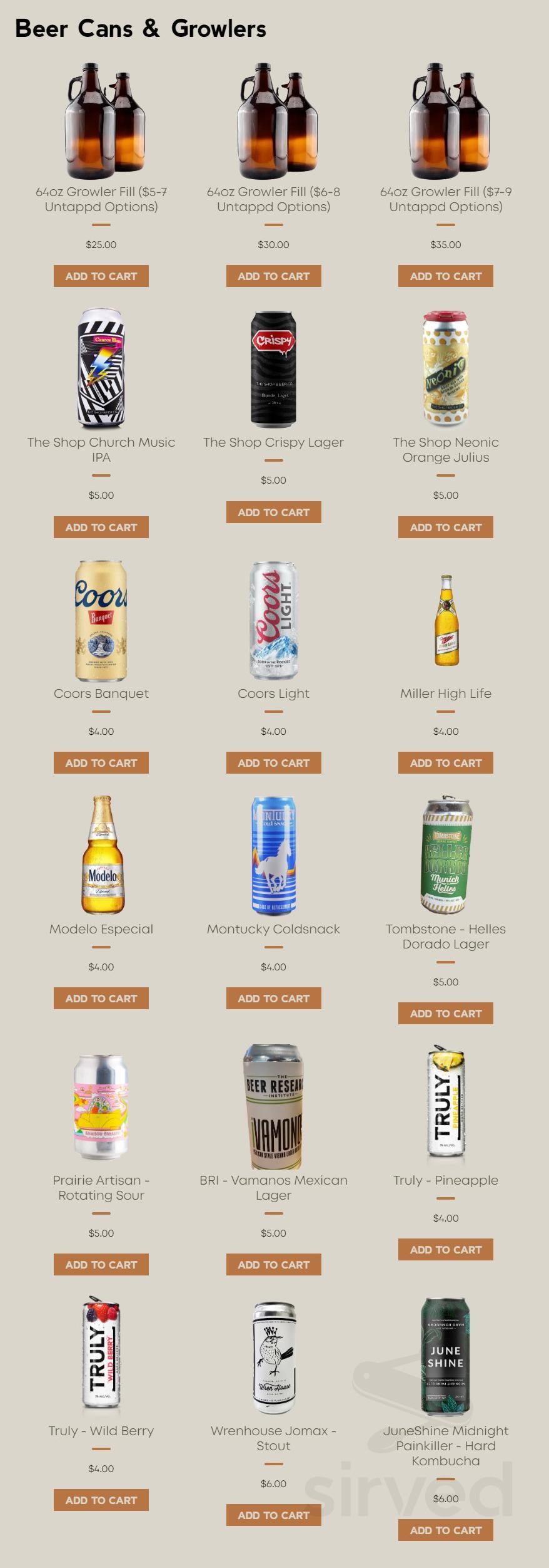 The Churchill menu in Phoenix, Arizona, USA
