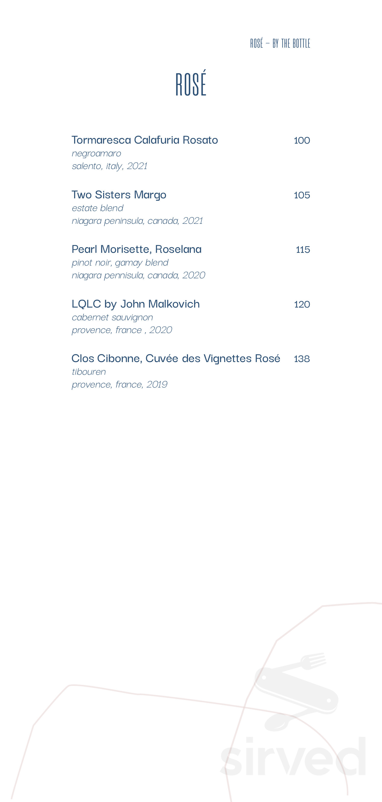 Joni Restaurant menu in Toronto, Ontario, Canada