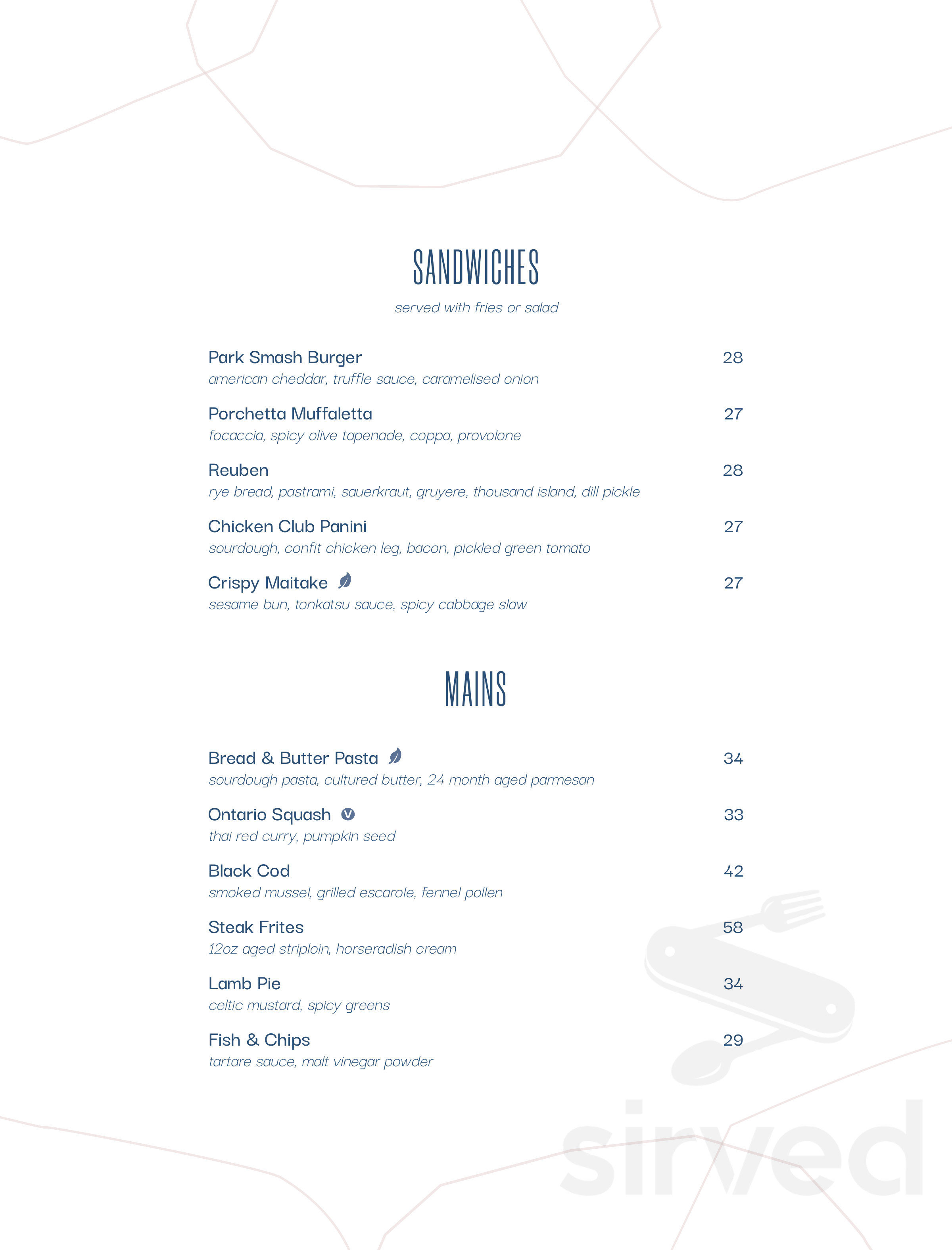 Joni Restaurant menu in Toronto, Ontario, Canada