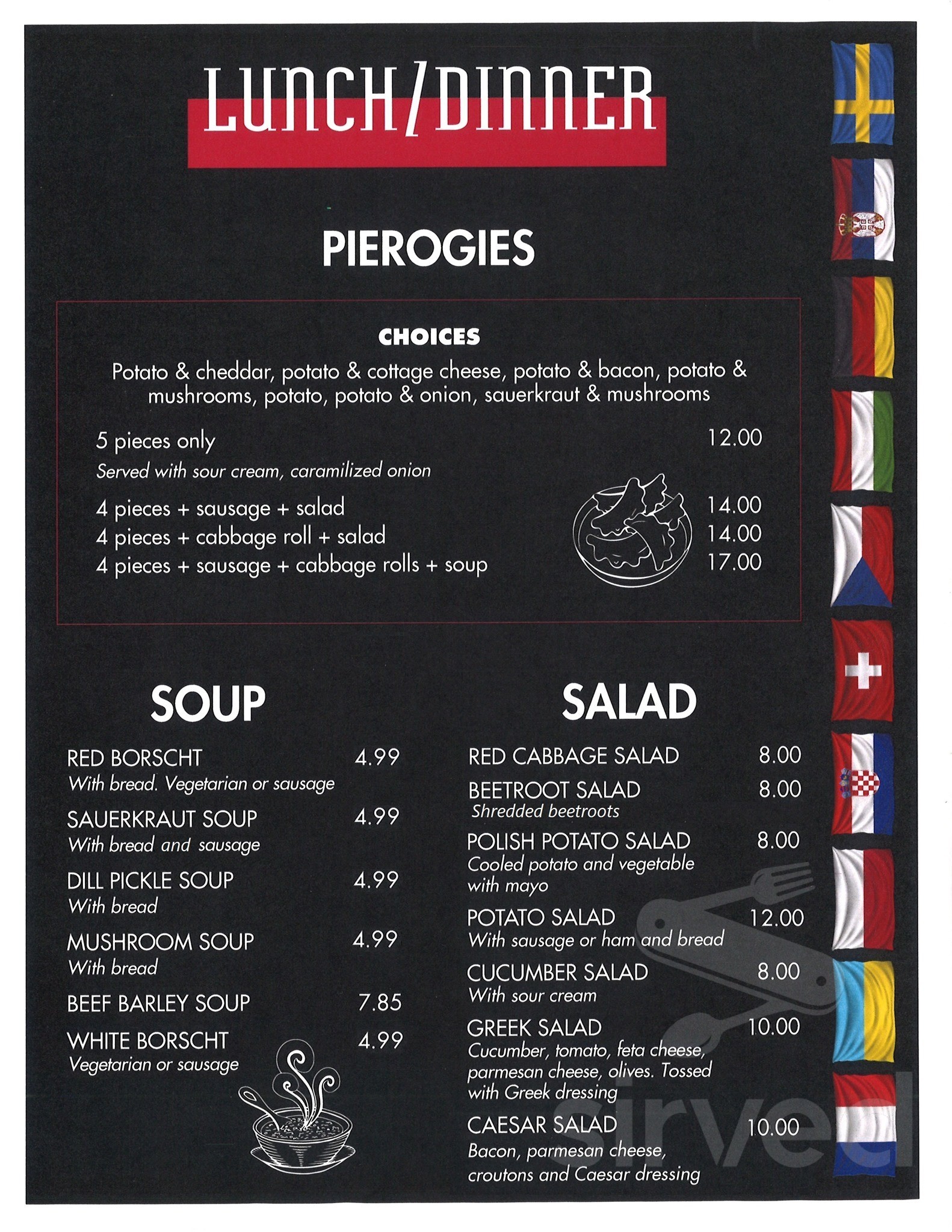 TASTE OF EUROPE BISTRO menu in Victoria, British Columbia, Canada