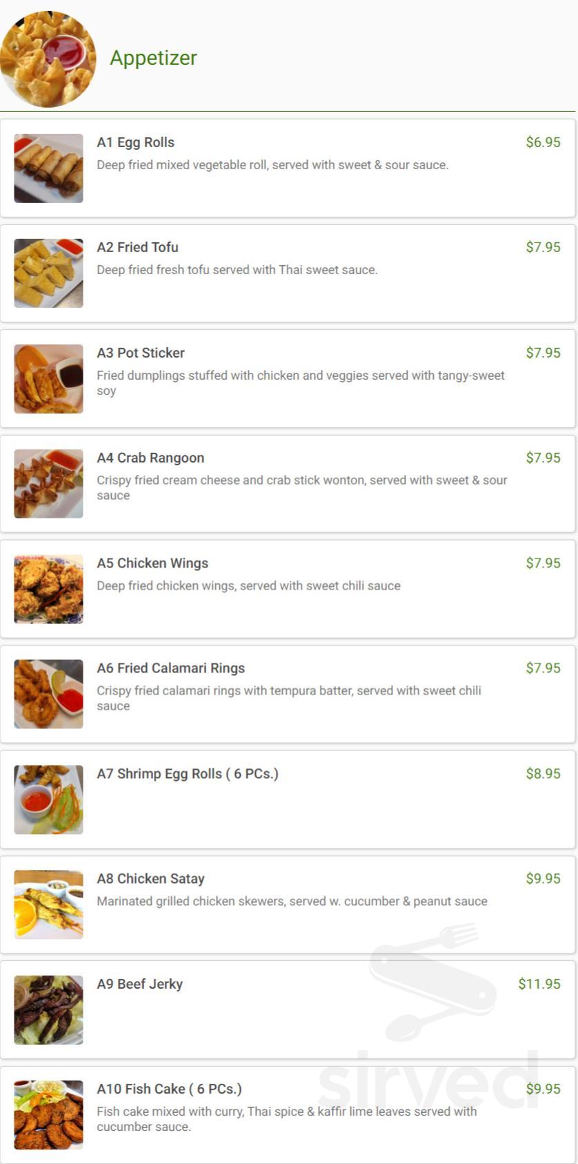 Menu - Las Vegas NV's i Thai Kitchen | Sirved