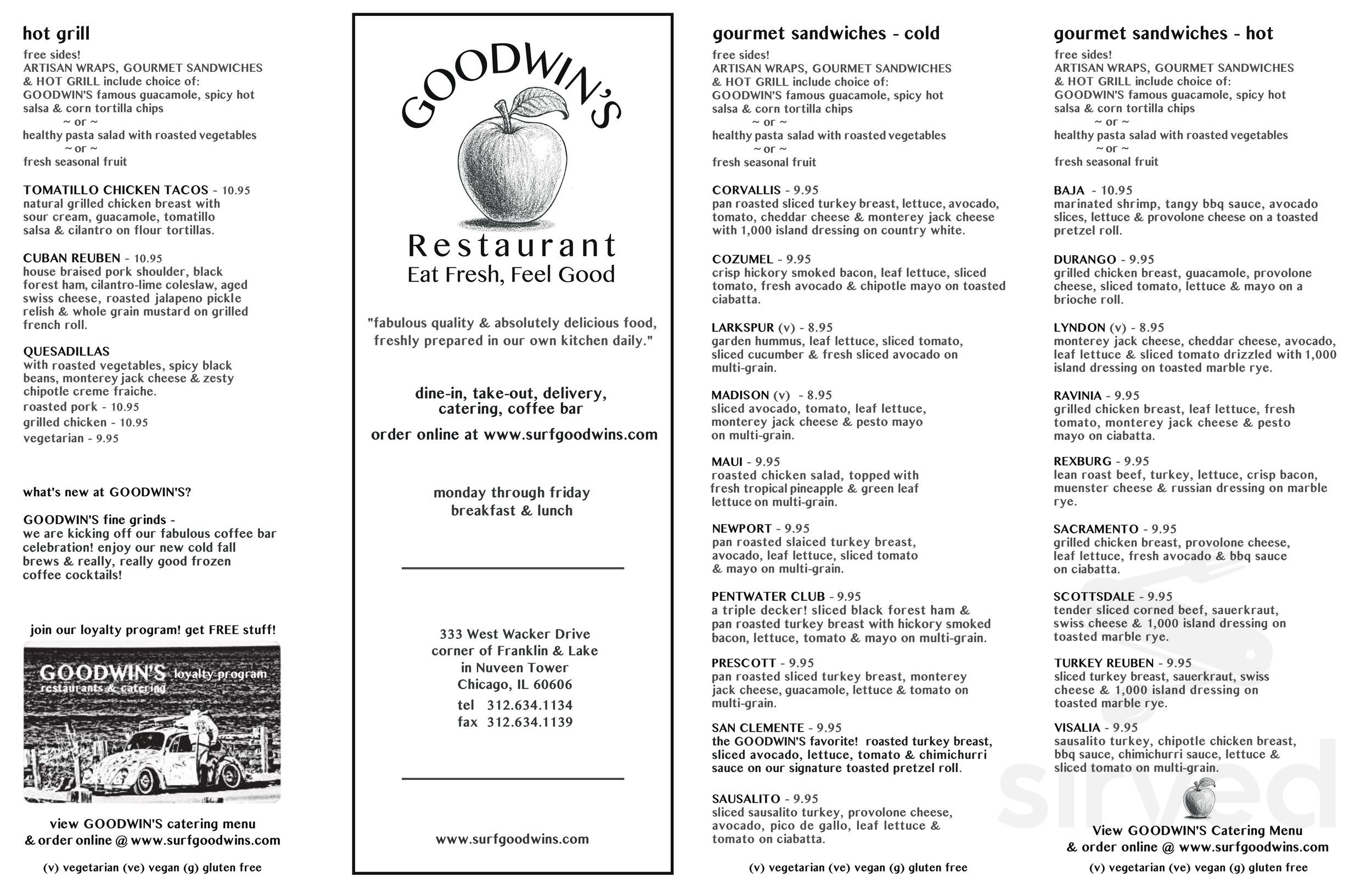 Goodwin's Restaurants menu in Chicago, Illinois, USA