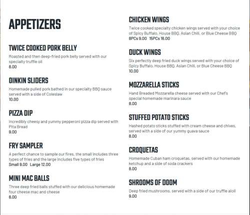 109 Burger Joint menu in Miami, Florida, USA