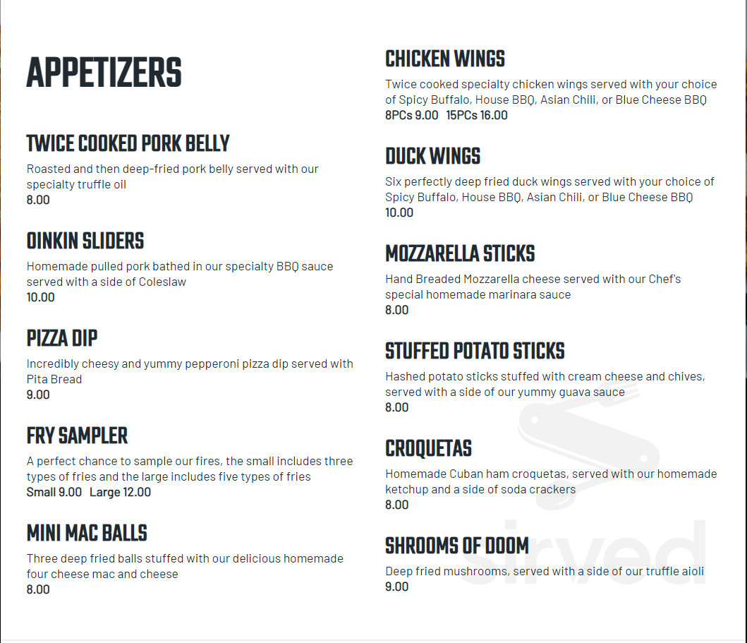 109 Burger Joint menu in Miami, Florida, USA
