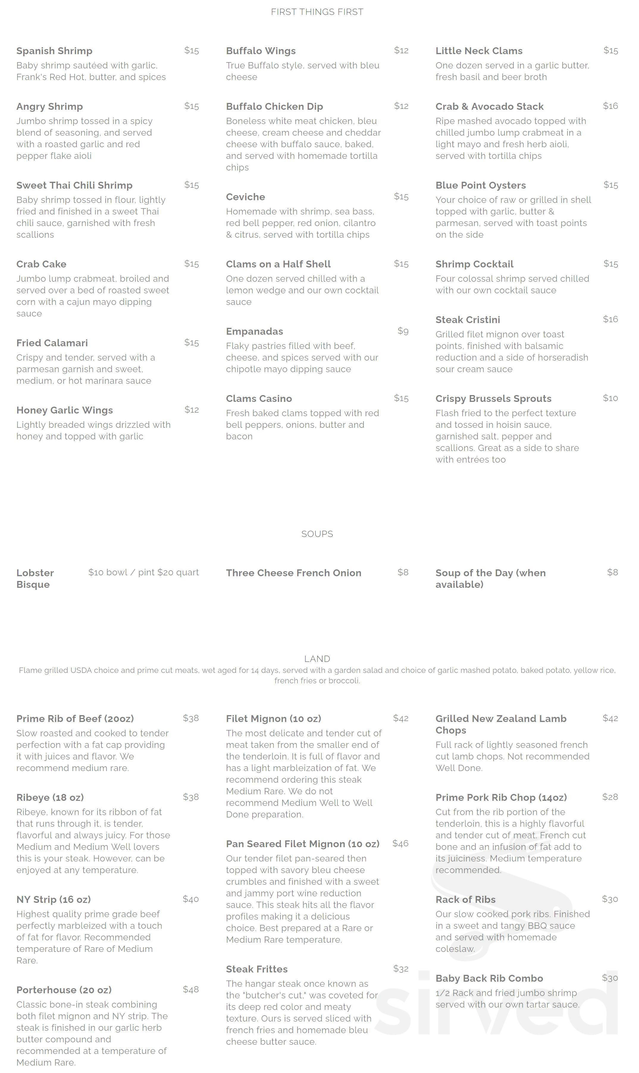 Bloomfield Steak & Seafood House Menu - Bloomfield, New Jersey | Sirved