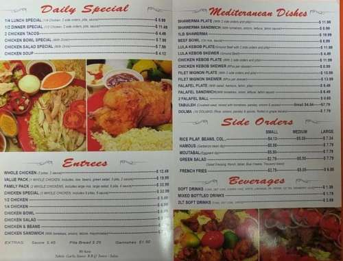 Sevan Chicken Rotisserie menu in Tujunga, California, USA