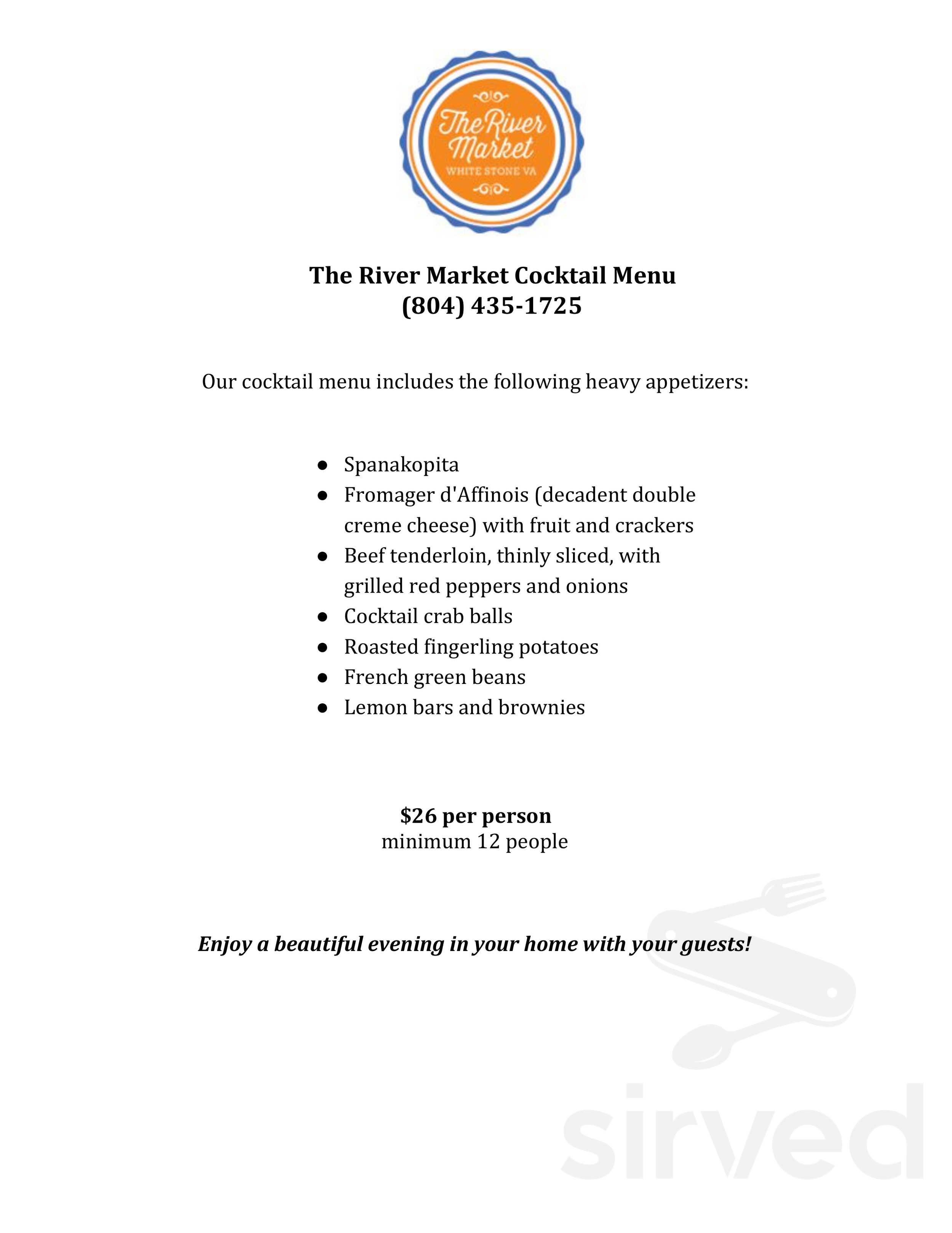 River Market menu in White Stone, Virginia, USA