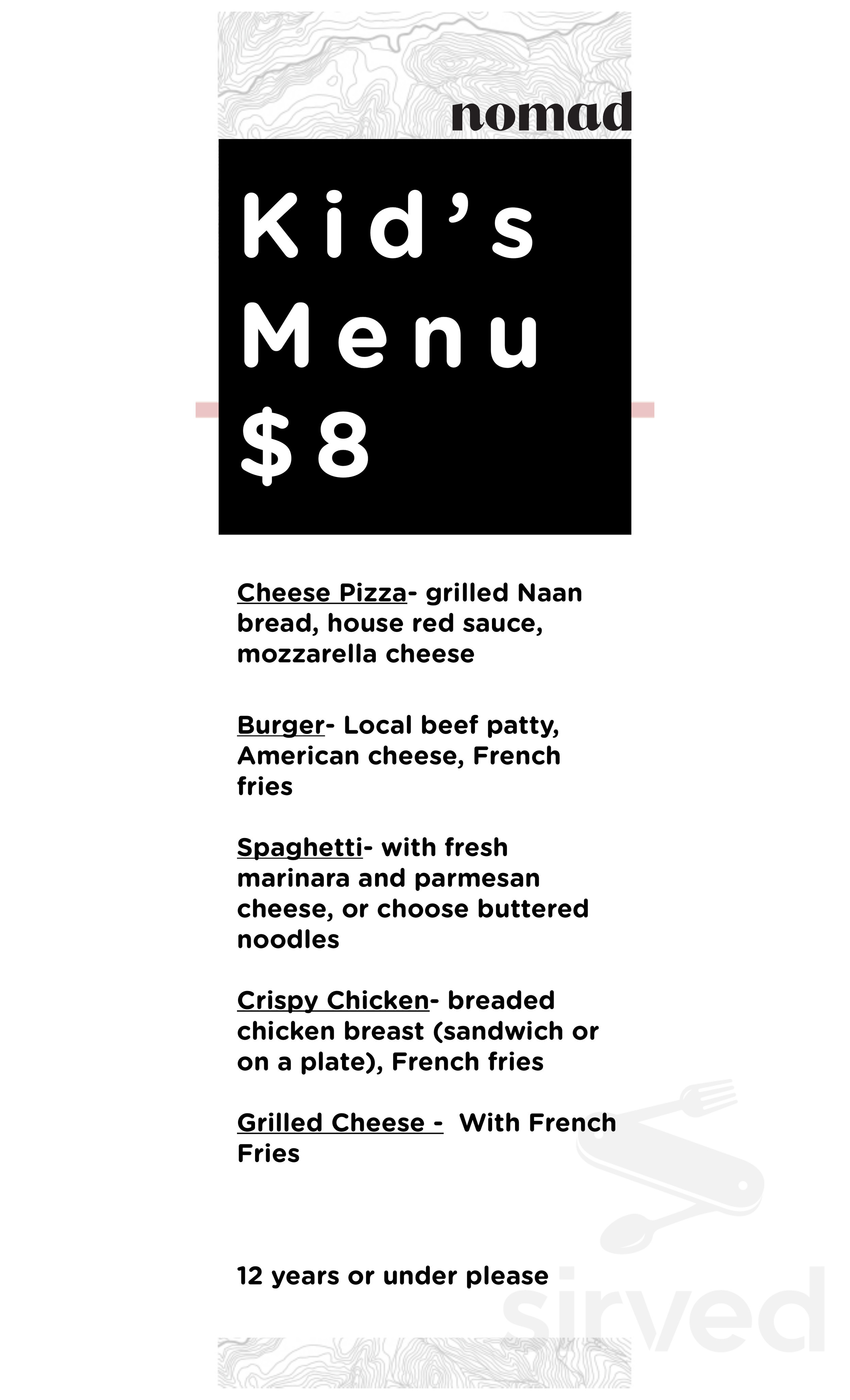 Menu for Nomad in Columbus, OH | Sirved
