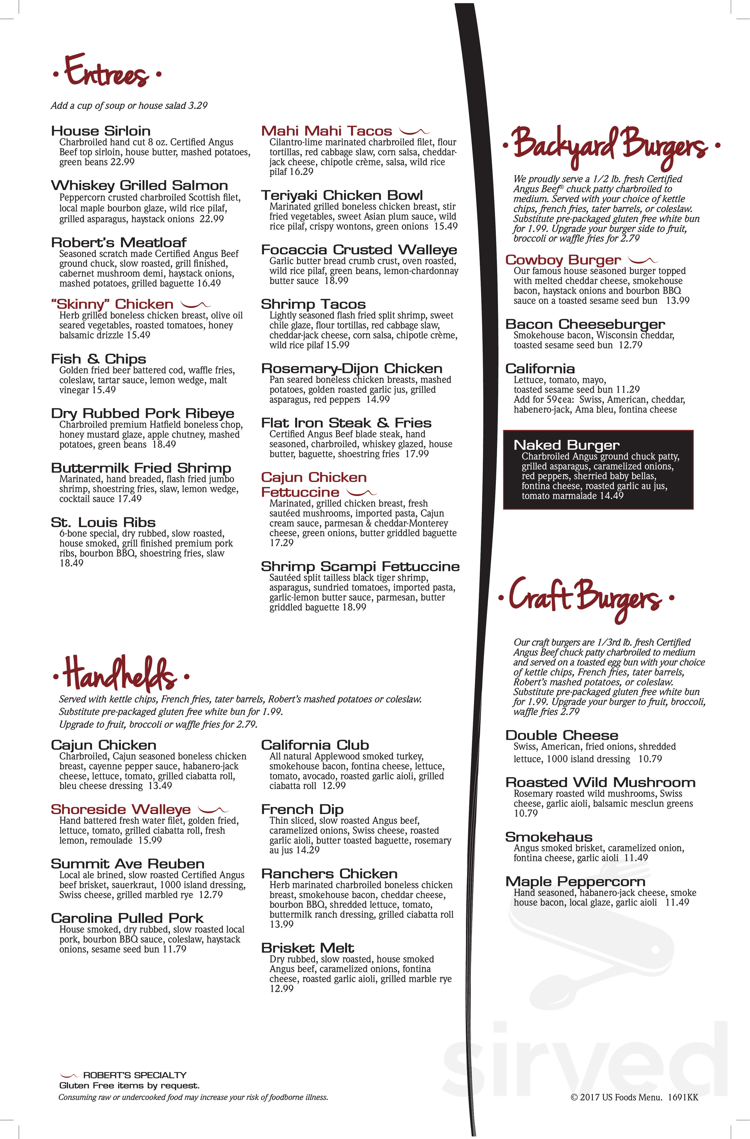 Robert's Craft Kitchen & Bar menus in Medina, Minnesota, United States