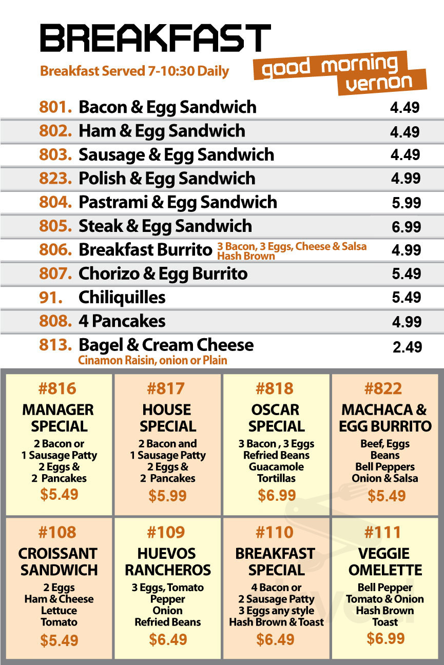 Z's Place menu in Vernon, California, USA