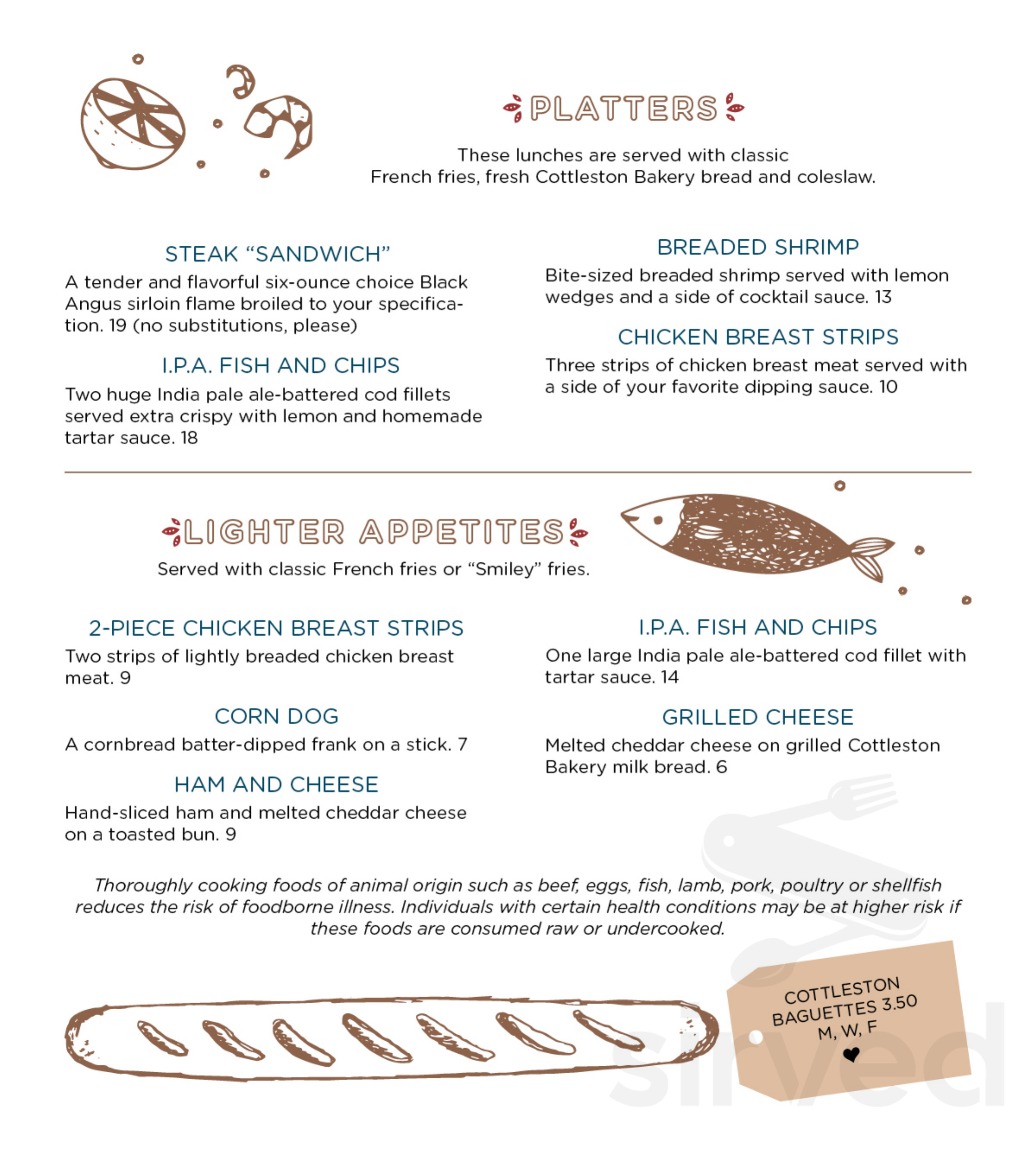 Menu for Pheasant Restaurant & Lounge in Brookings, SD | Sirved