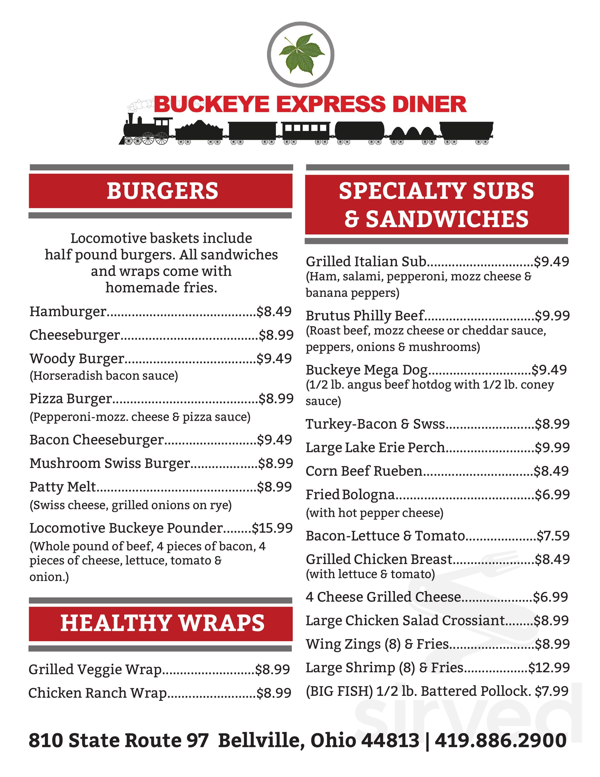 Buckeye Express Diner menus in Bellville, Ohio, United States