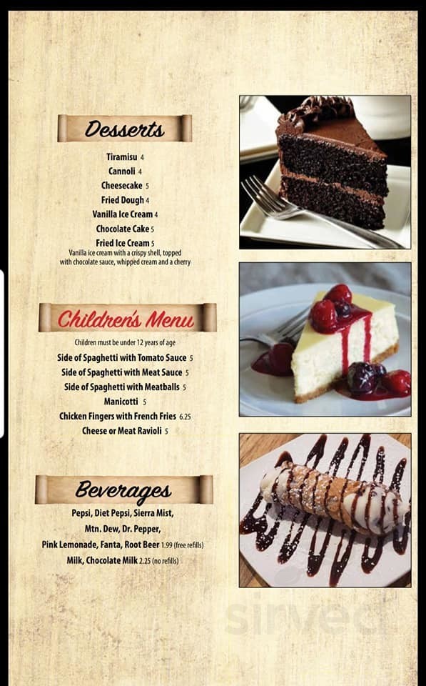 Simona's Italian Restaurant menus in Victoria, Virginia, United States