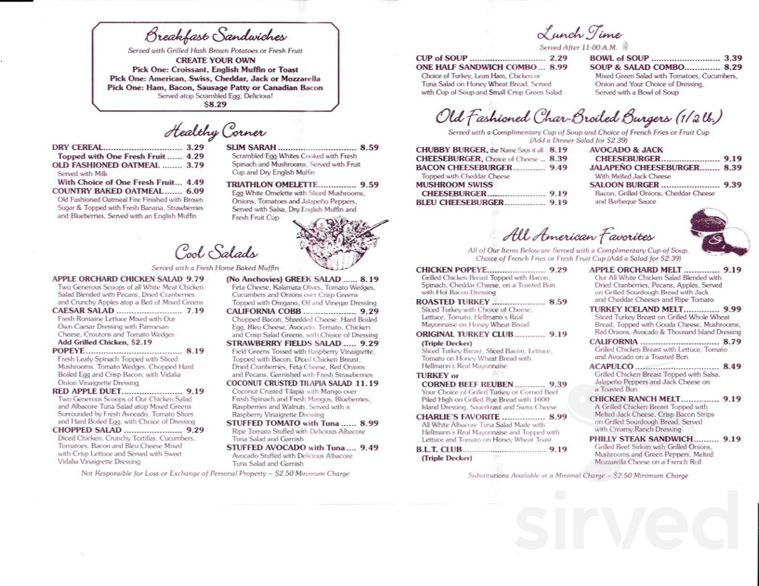 Red Apple Restaurant menu in Palatine, Illinois, USA