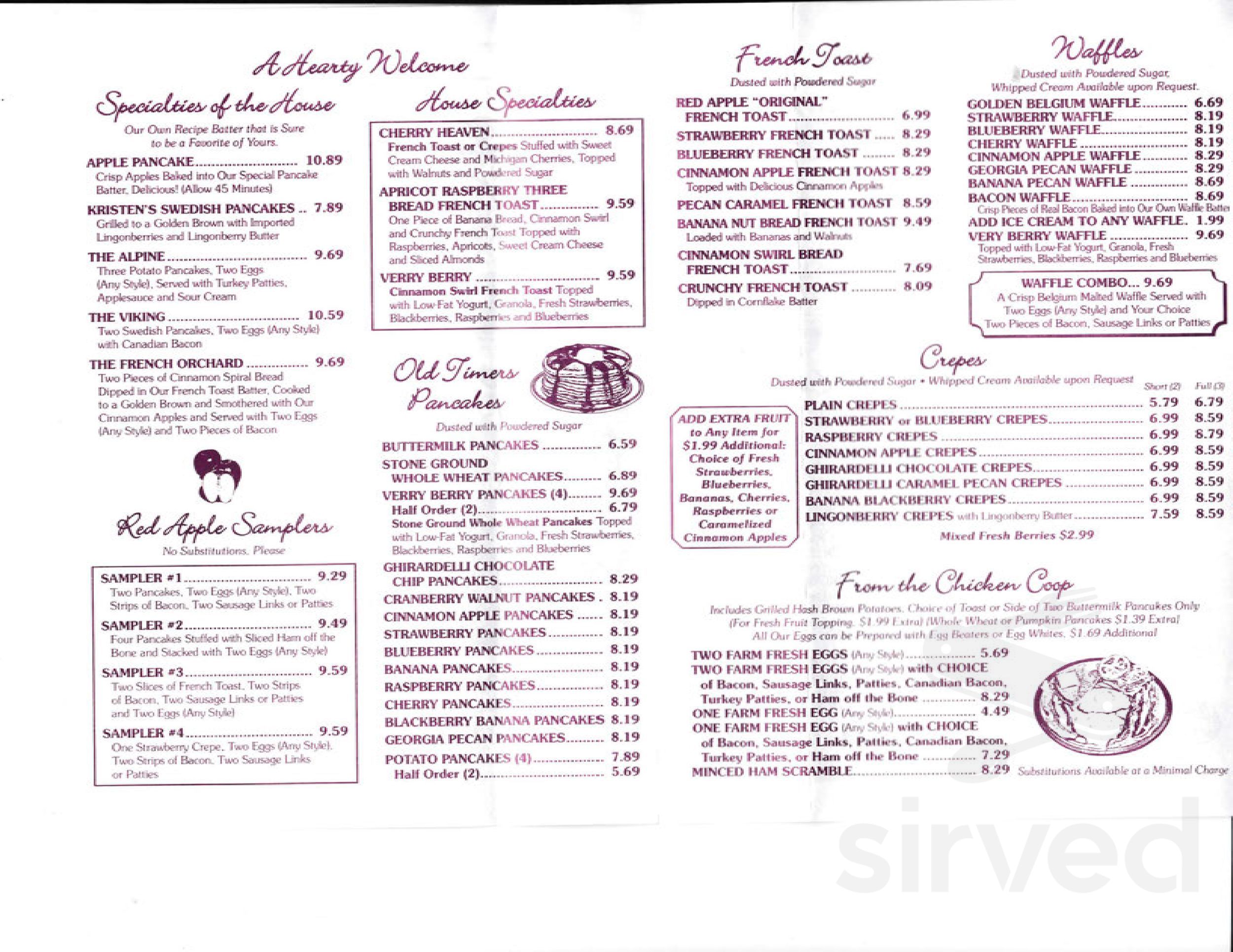 Red Apple Restaurant menu in Palatine, Illinois, USA