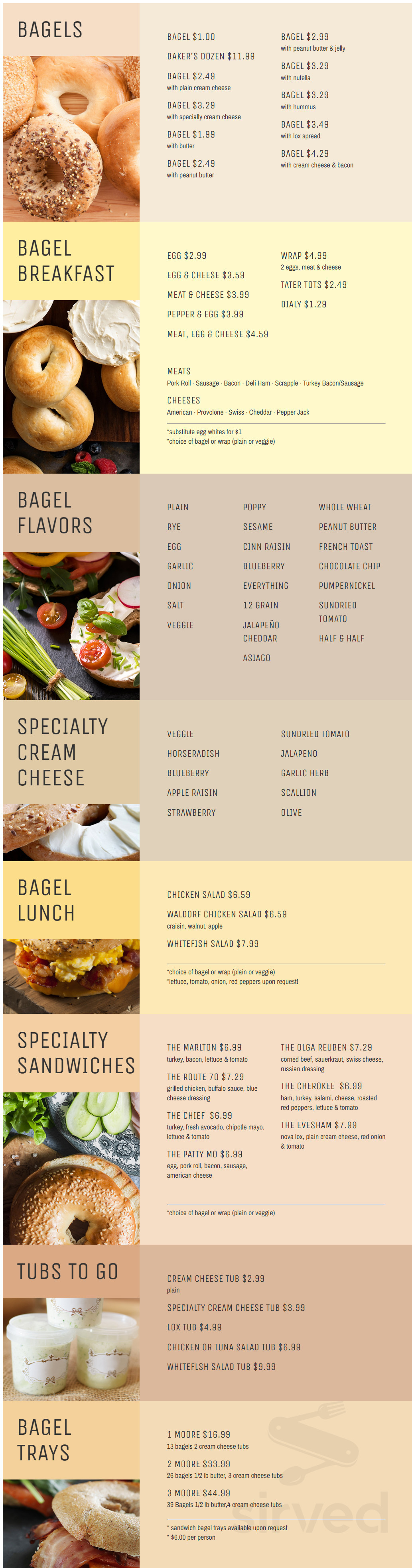Menu for Moore Bagels in Marlton, NJ | Sirved
