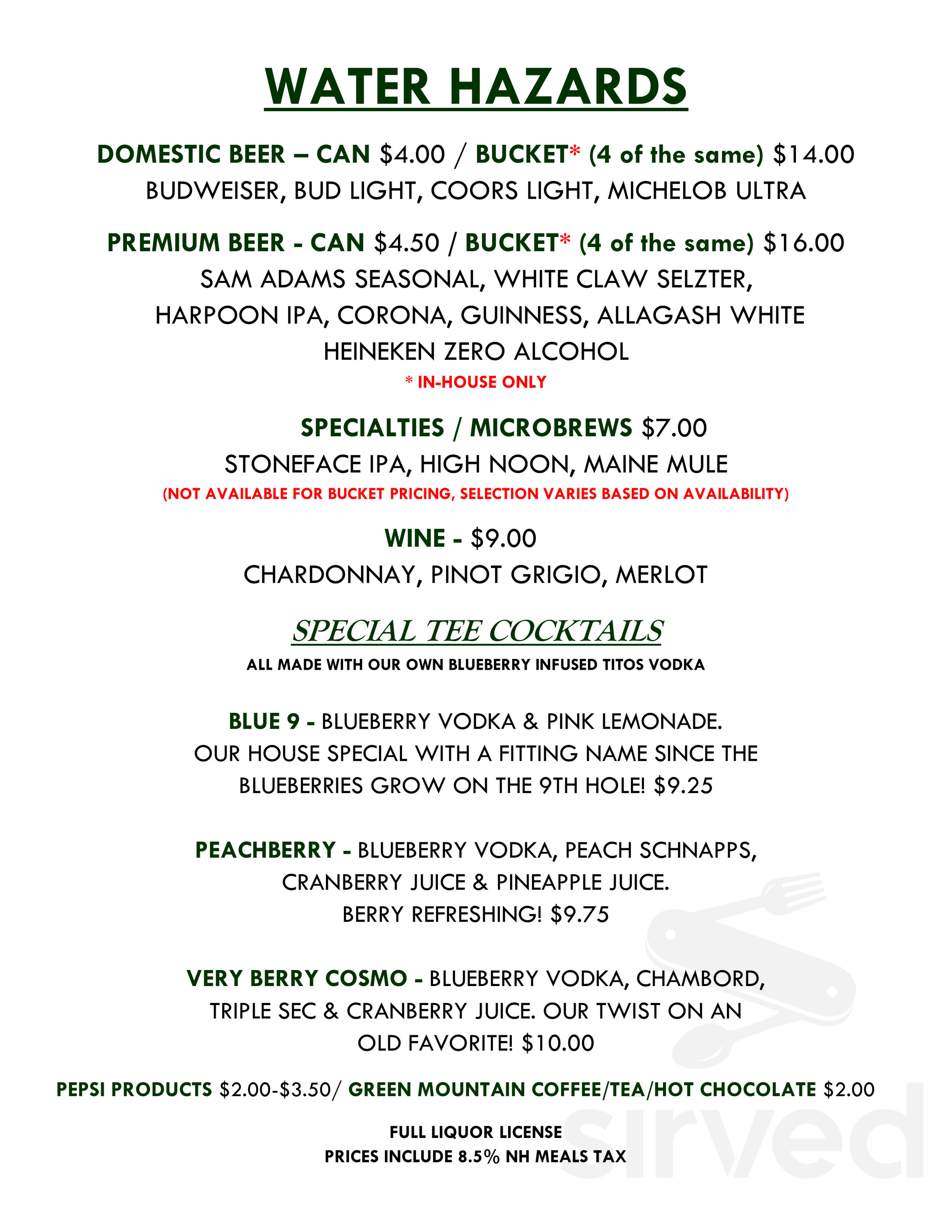 Campbell's Scottish Highlands Golf Course menus in Salem, New Hampshire ...