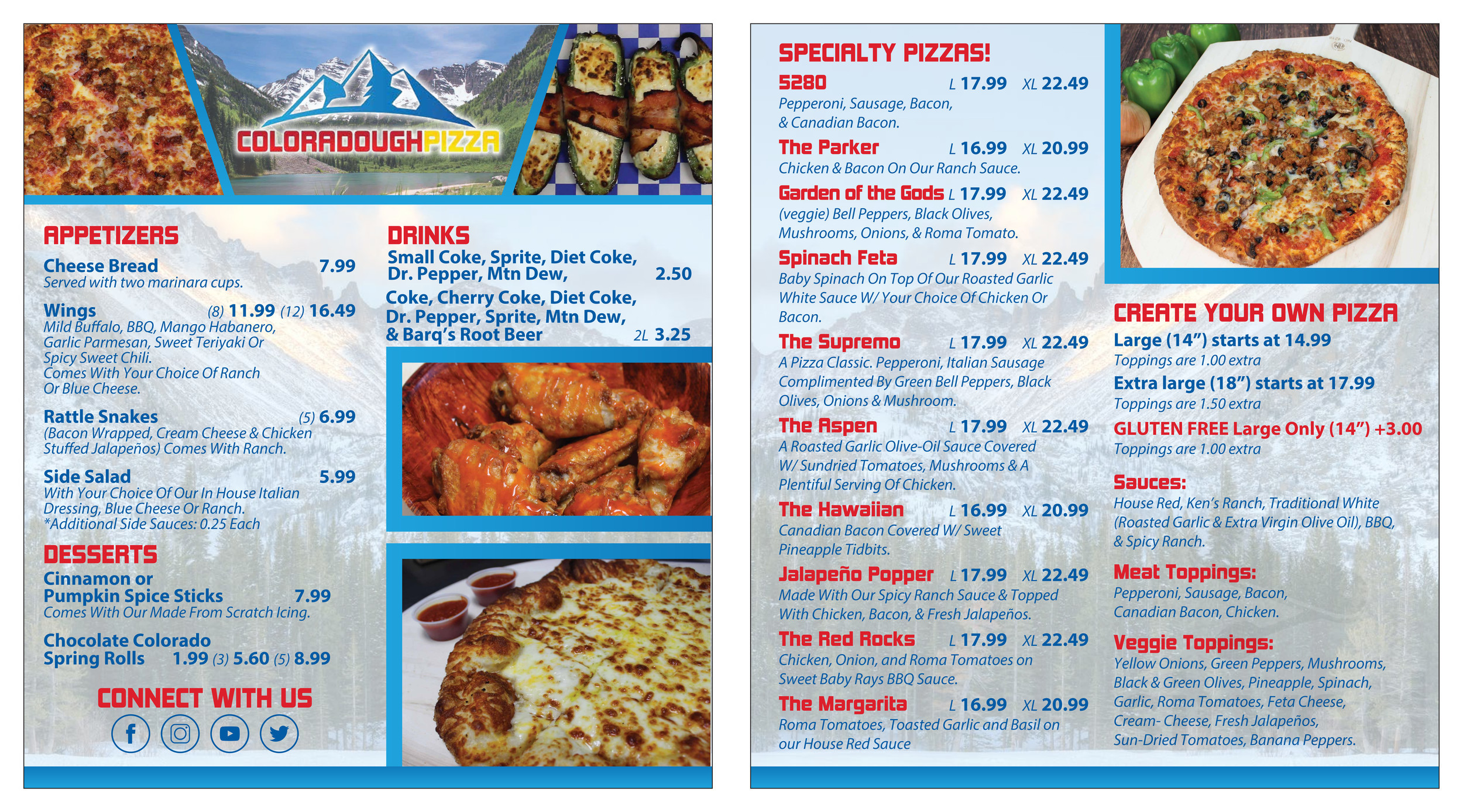 Coloradough Pizza menu in Centennial, Colorado, USA